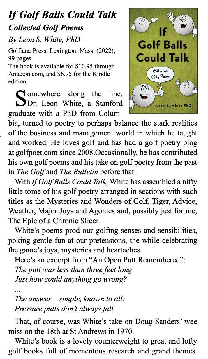 Review of my book, “If Golf Balls Could Talk” from Golf Heritage ...